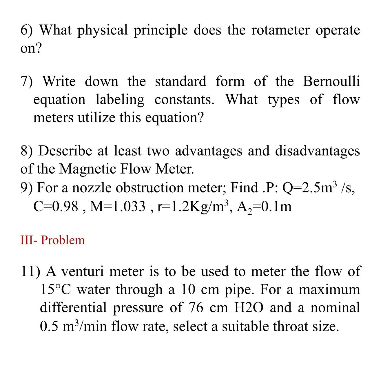 Solved What physical principle does the rotameter operate | Chegg.com
