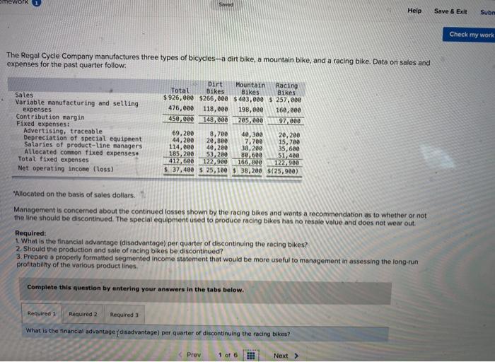Solved Help Save & Exit Sub Check my work The Regal Cycle | Chegg.com