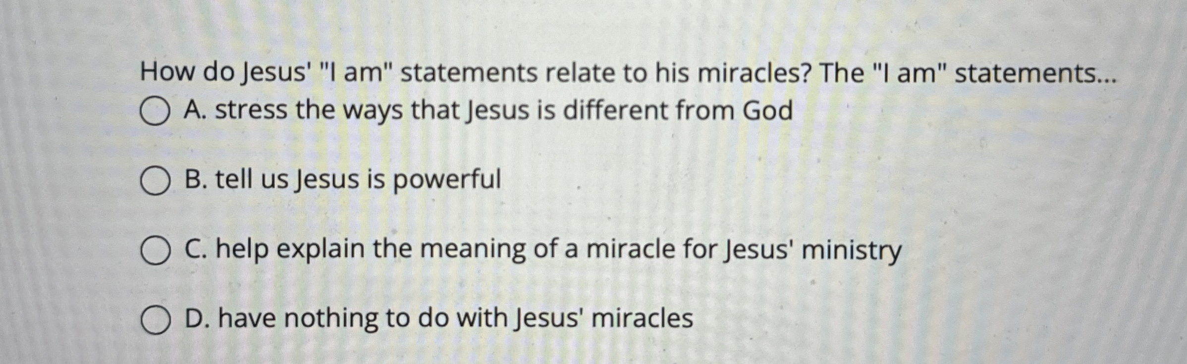 Solved How do Jesus' "I am" ﻿statements relate to his | Chegg.com
