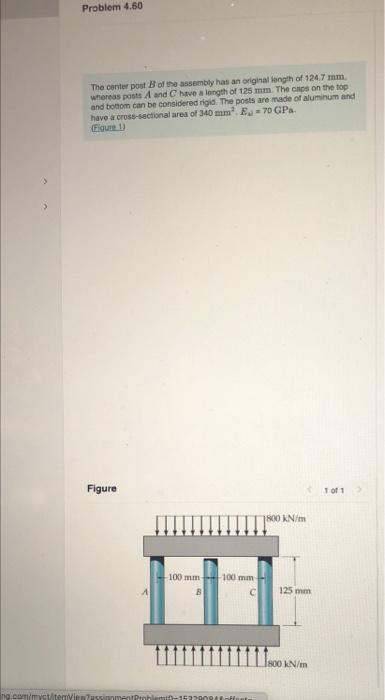 Solved The center post B of the assembly has an original | Chegg.com