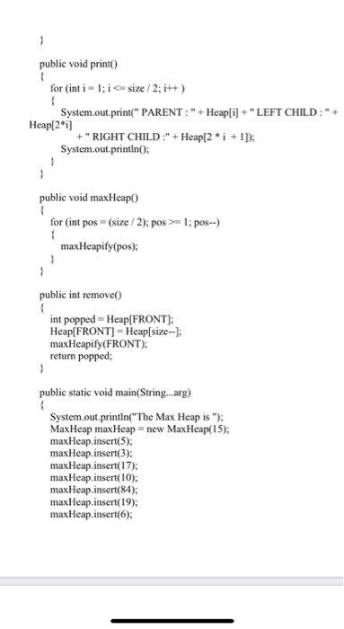 Solved Max Heap Public Class Max Heap Private Int Heap