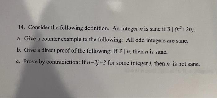 Solved 14. Consider the following definition. An integer n | Chegg.com