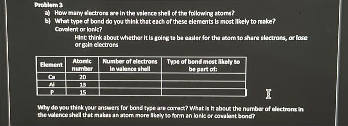 Solved Problem 3 a) How many electrons are in the valence | Chegg.com