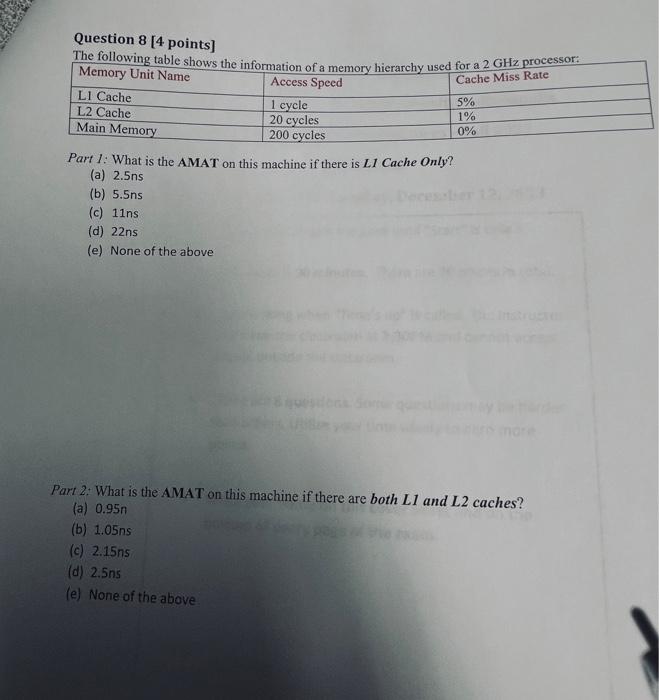 Solved Question 8 [4 points] The following table shows the | Chegg.com