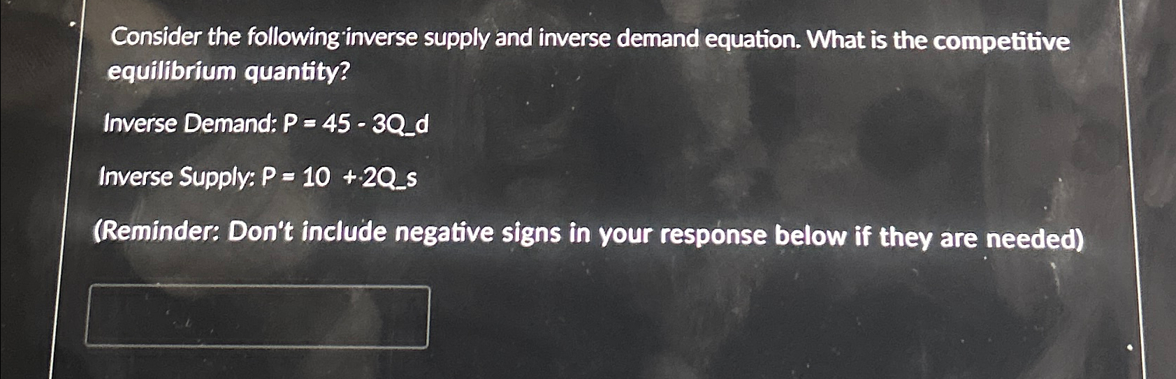 Solved Consider the following inverse supply and inverse | Chegg.com Solved Consider the following inverse supply and inverse | Chegg.com