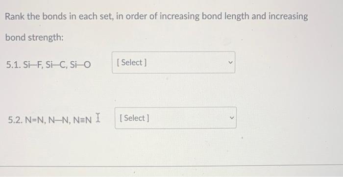 Solved Rank the bonds in each set, in order of increasing | Chegg.com