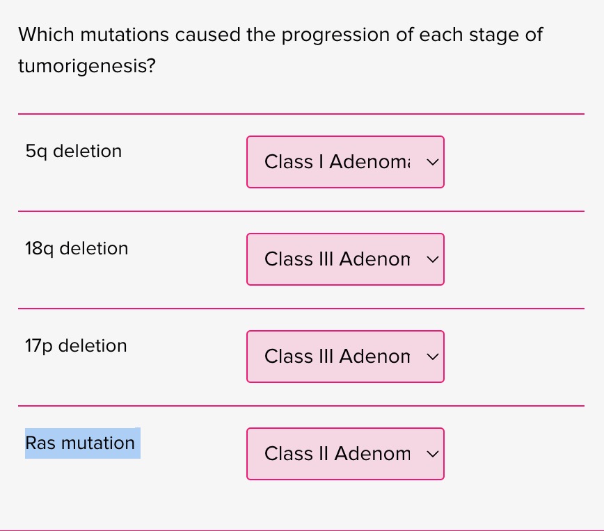 Solved Which mutations caused the progression of each stage | Chegg.com