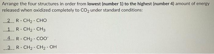 Solved Arrange the four structures in order from lowest | Chegg.com