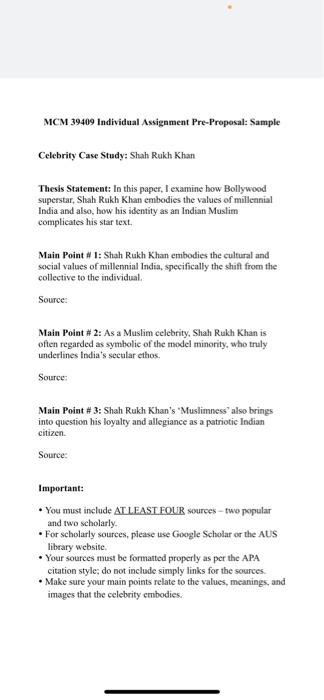 MCM 39409 Individual Assignment Pre-Proposal: Sample | Chegg.com