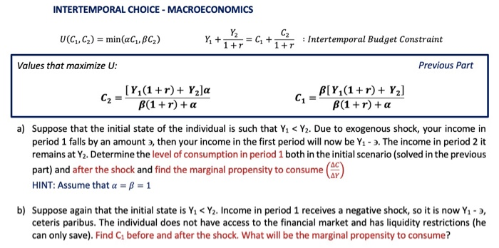 INTERTEMPORAL CHOICE - MACROECONOMICS U(C,C2) = | Chegg.com