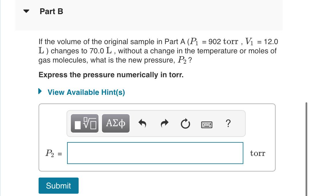 Solved Part B\\nIf the volume of the original sample in Part | Chegg.com Solved Part B\\nIf the volume of the original sample in Part | Chegg.com