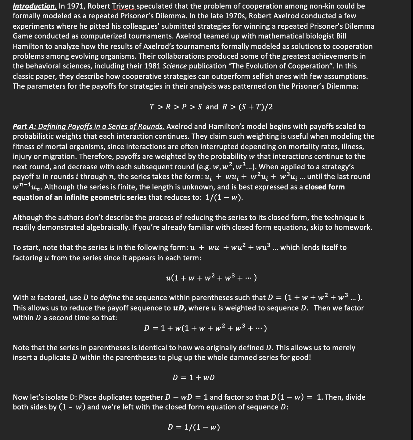 Solved Section IV Homework: Intro - ﻿Part AAxelrod and | Chegg.com