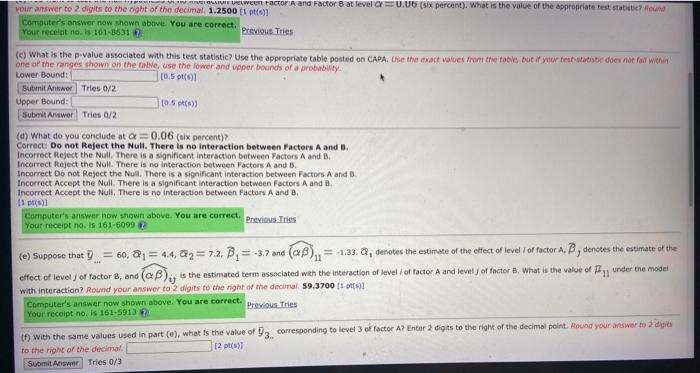 Solved A two-way analysis of variance model with interaction | Chegg.com