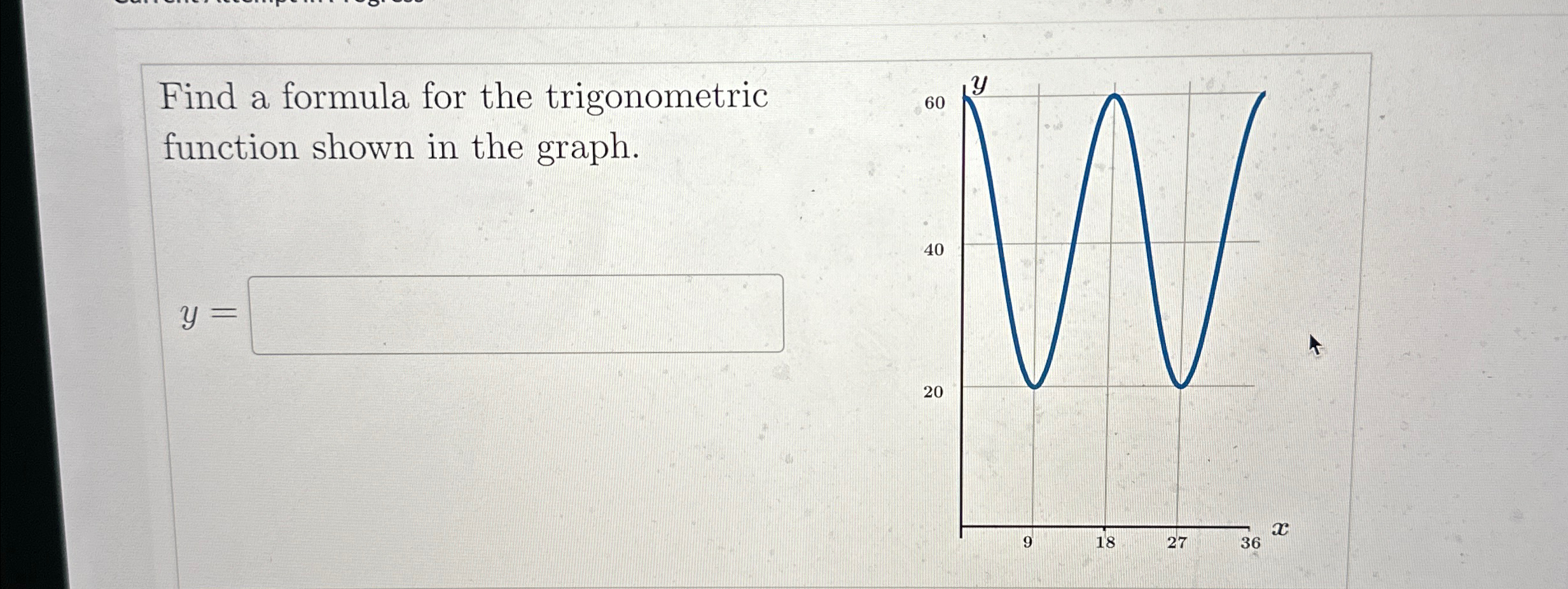 Solved Find a formula for the trigonometric function shown | Chegg.com