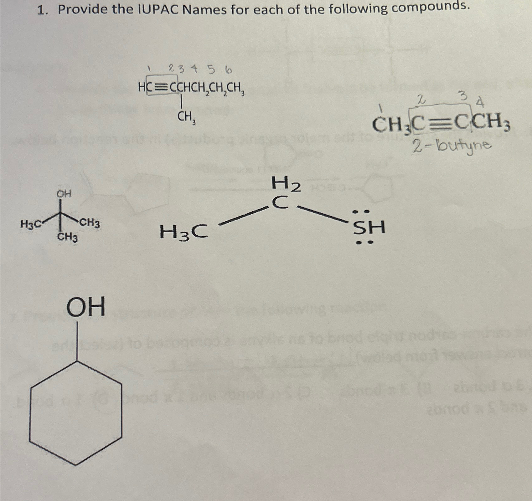 Solved Provide the IUPAC Names for each of the following | Chegg.com