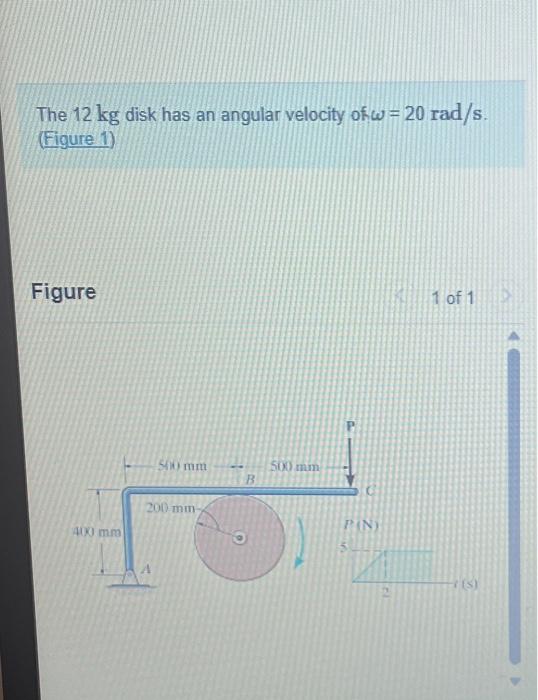 Solved The \\( 12 \\mathrm{~kg} \\) disk has an angular | Chegg.com