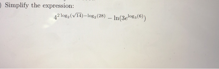 Solved Simplify the expression: 42 log2 (14)-log2 (28) | Chegg.com