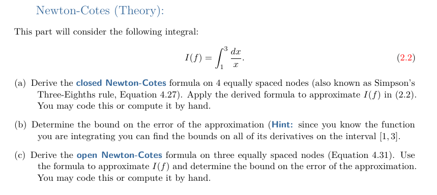 Solved Numerical Analysis. Compute it by hand or in Python | Chegg.com