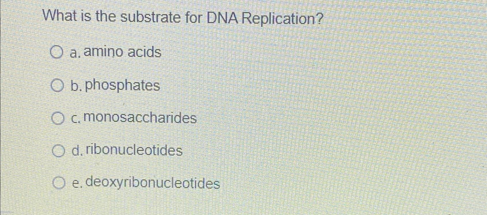 Solved What is the substrate for DNA Replication?a. ﻿amino | Chegg.com
