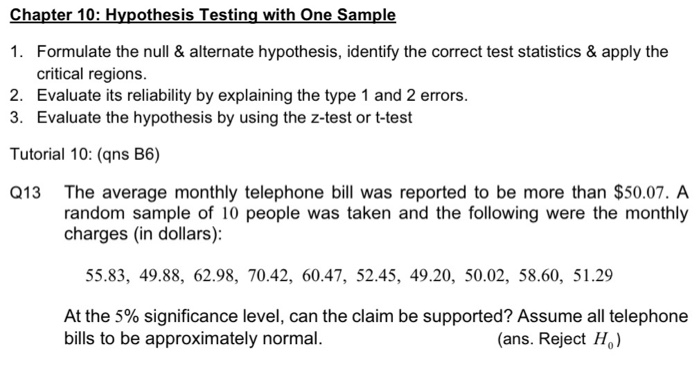 Solved Chapter 10: Hypothesis Testing with One Sample 1. | Chegg.com