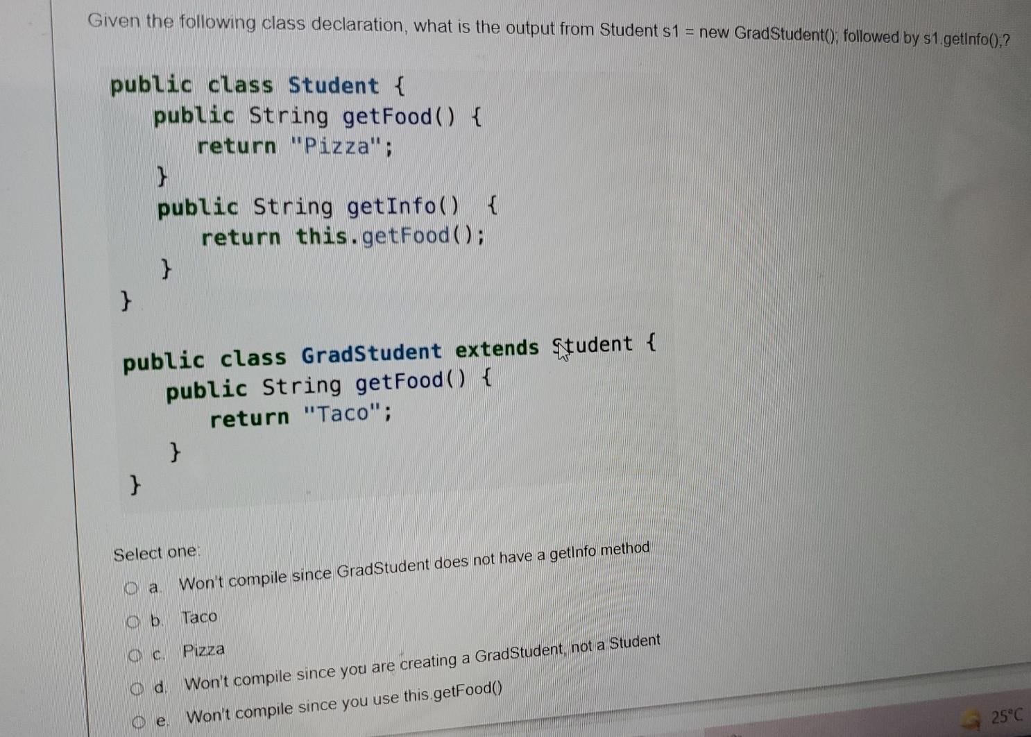 Solved Given the following class declaration, what is the | Chegg.com