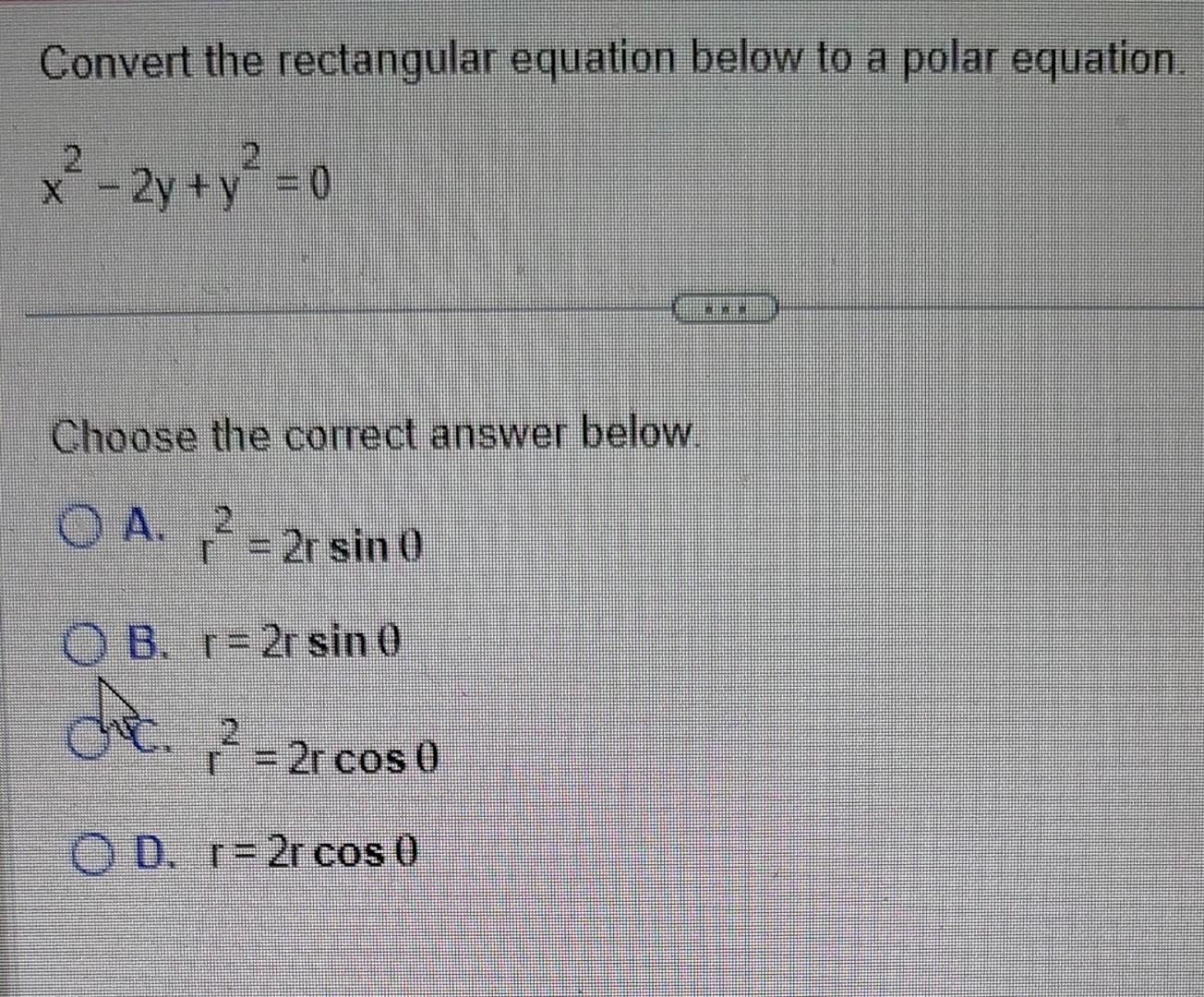 Solved Convert the rectangular equation below to a polar | Chegg.com