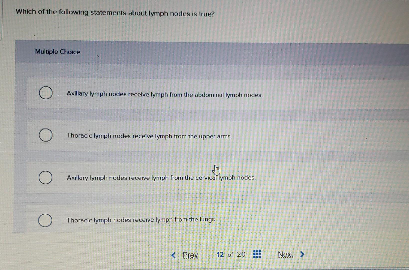 Solved Which of the following statements about lymph nodes | Chegg.com