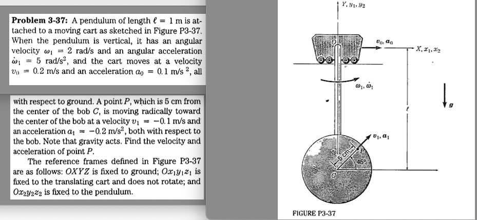Solved Problem 3-37: A pendulum of length l=1m ﻿is at-tached | Chegg.com