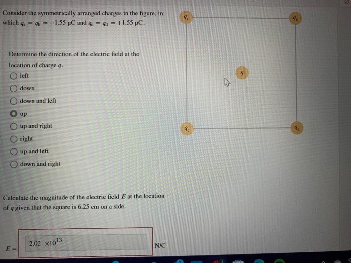 Solved Consider the symmetrically arranged charges in the | Chegg.com