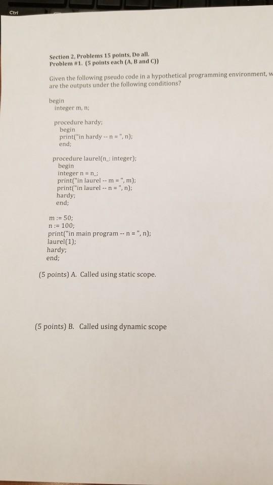 Solved Ctrl Section 2, Problems 15 points, Do all. Problem | Chegg.com