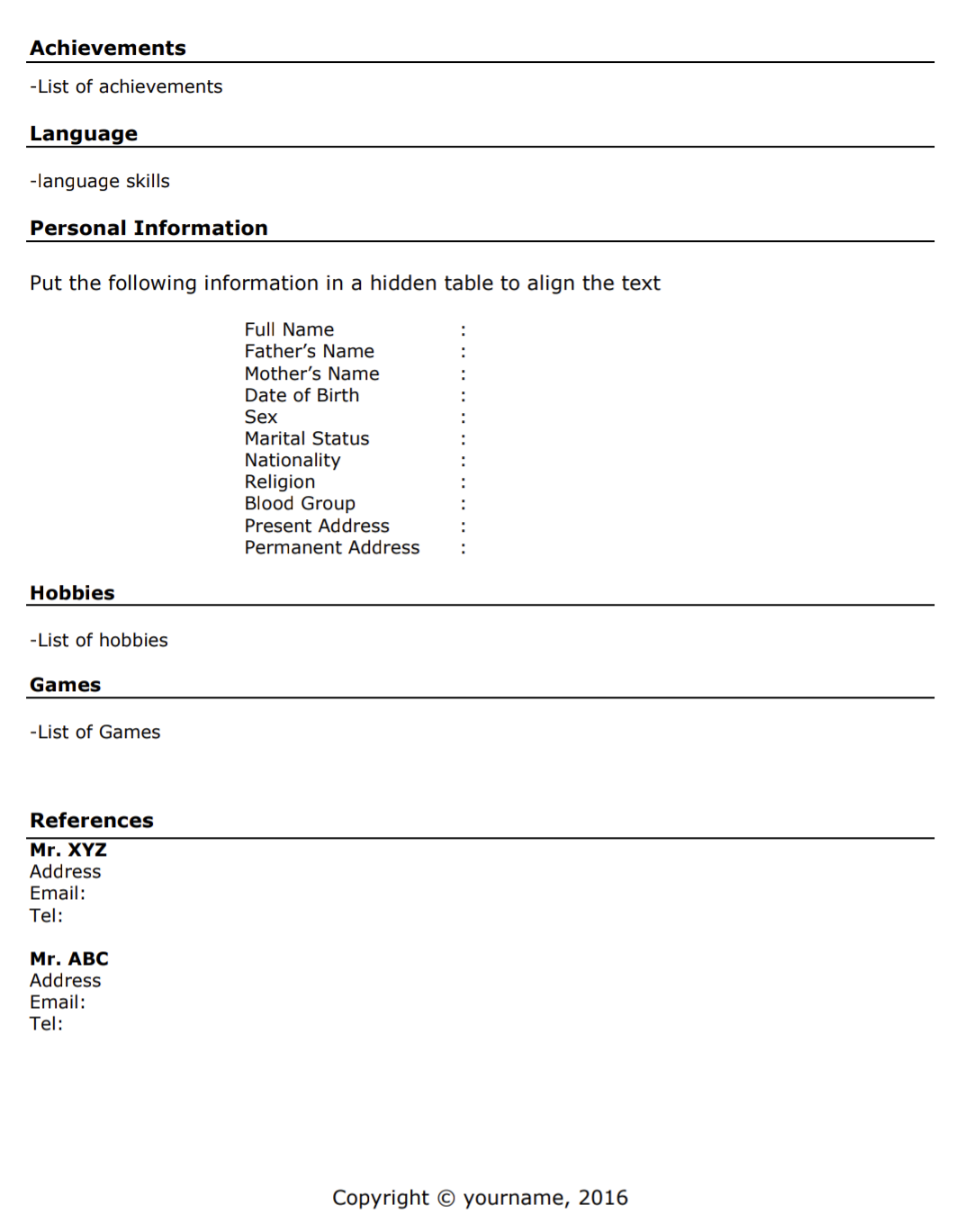 Solved Your Name Your Address Email: your email Tel: your | Chegg.com