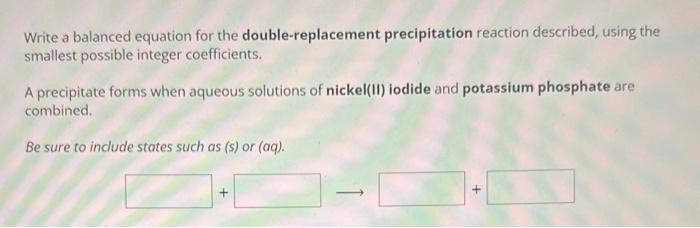 Solved Write a balanced equation for the double-replacement | Chegg.com
