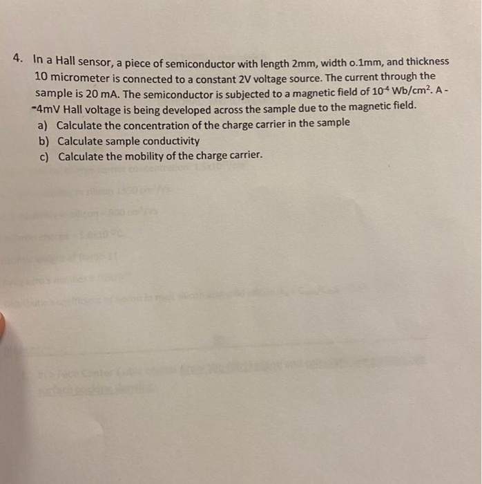 Solved a mall sensor, a piece of semiconductor with length | Chegg.com