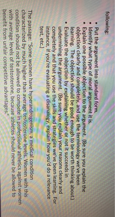 Solved following: . . Put the argument into standard form. • | Chegg.com