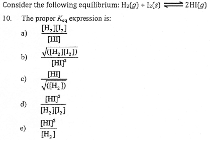 Solved Consider the following equilibrium: H2(g) + I2(s) | Chegg.com