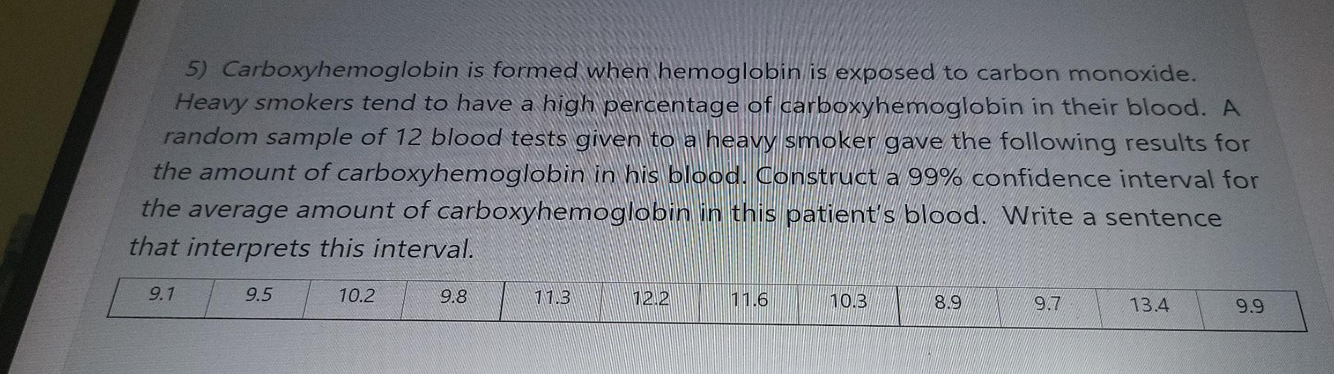 Solved 5) Carboxyhemoglobin is formed when hemoglobin is | Chegg.com