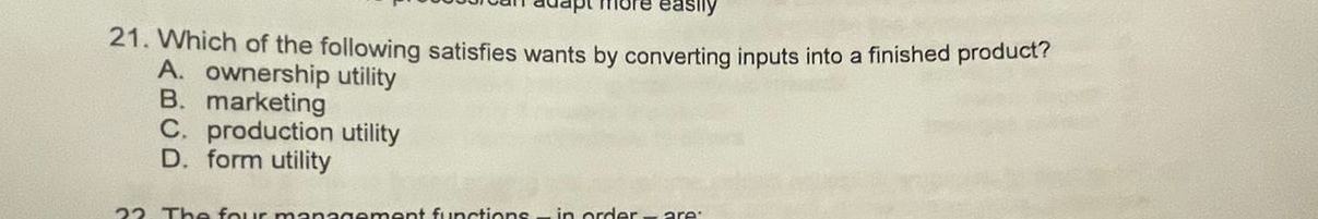 Solved Which of the following satisfies wants by converting | Chegg.com