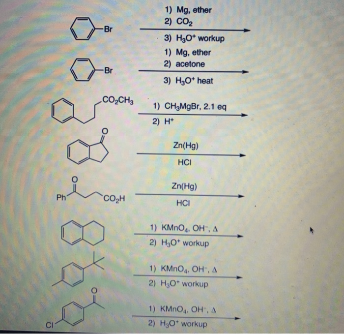Solved Br 1) Mg, ether 2) CO2 3) H3O+ workup 1) Mg, ether 2) | Chegg.com