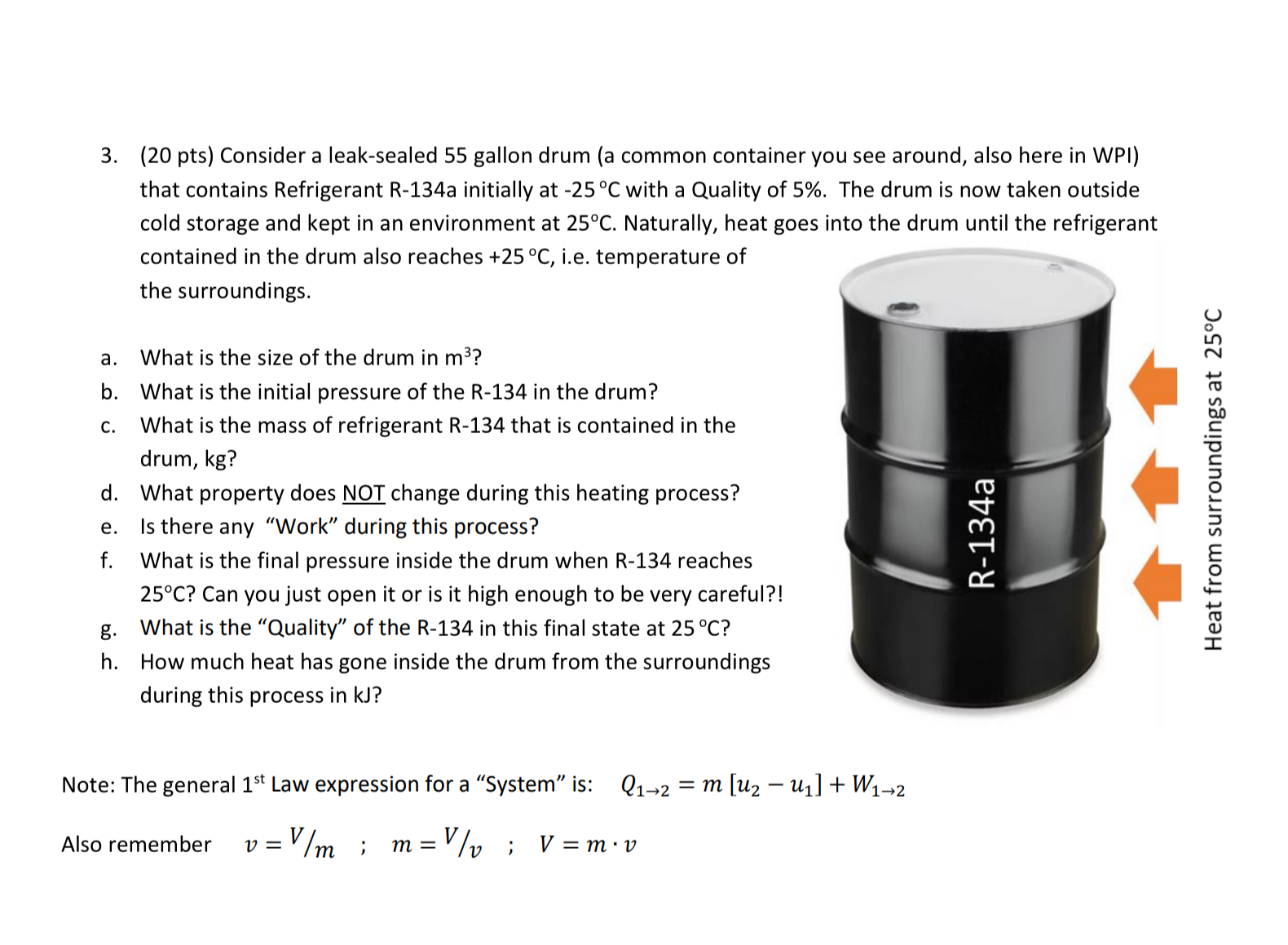 Solved (20 ﻿pts) ﻿Consider a leak-sealed 55 ﻿gallon drum (a | Chegg.com