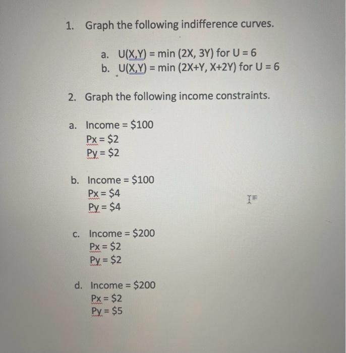 1. Graph the following indifference curves. a. | Chegg.com