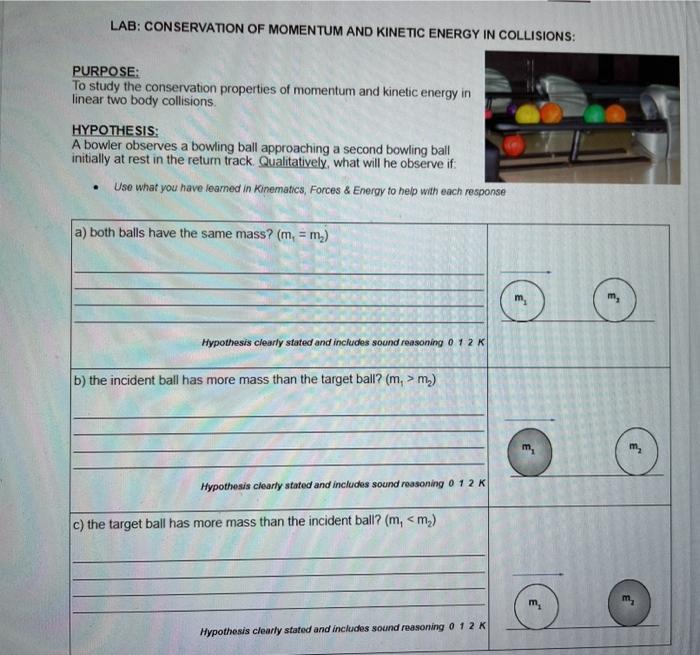 Solved LAB: CONSERVATION OF MOMENTUM AND KINETIC ENERGY IN | Chegg.com