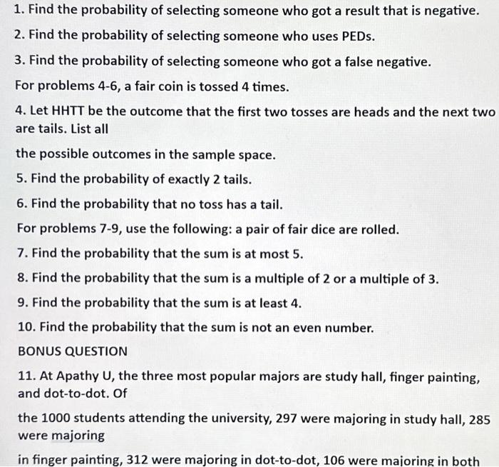 Solved 1. Find the probability of selecting someone who got | Chegg.com