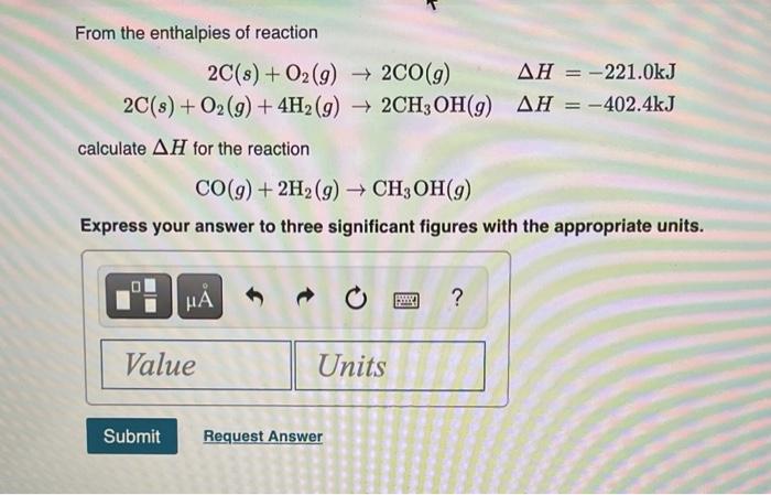 Solved From the enthalpies of reaction | Chegg.com