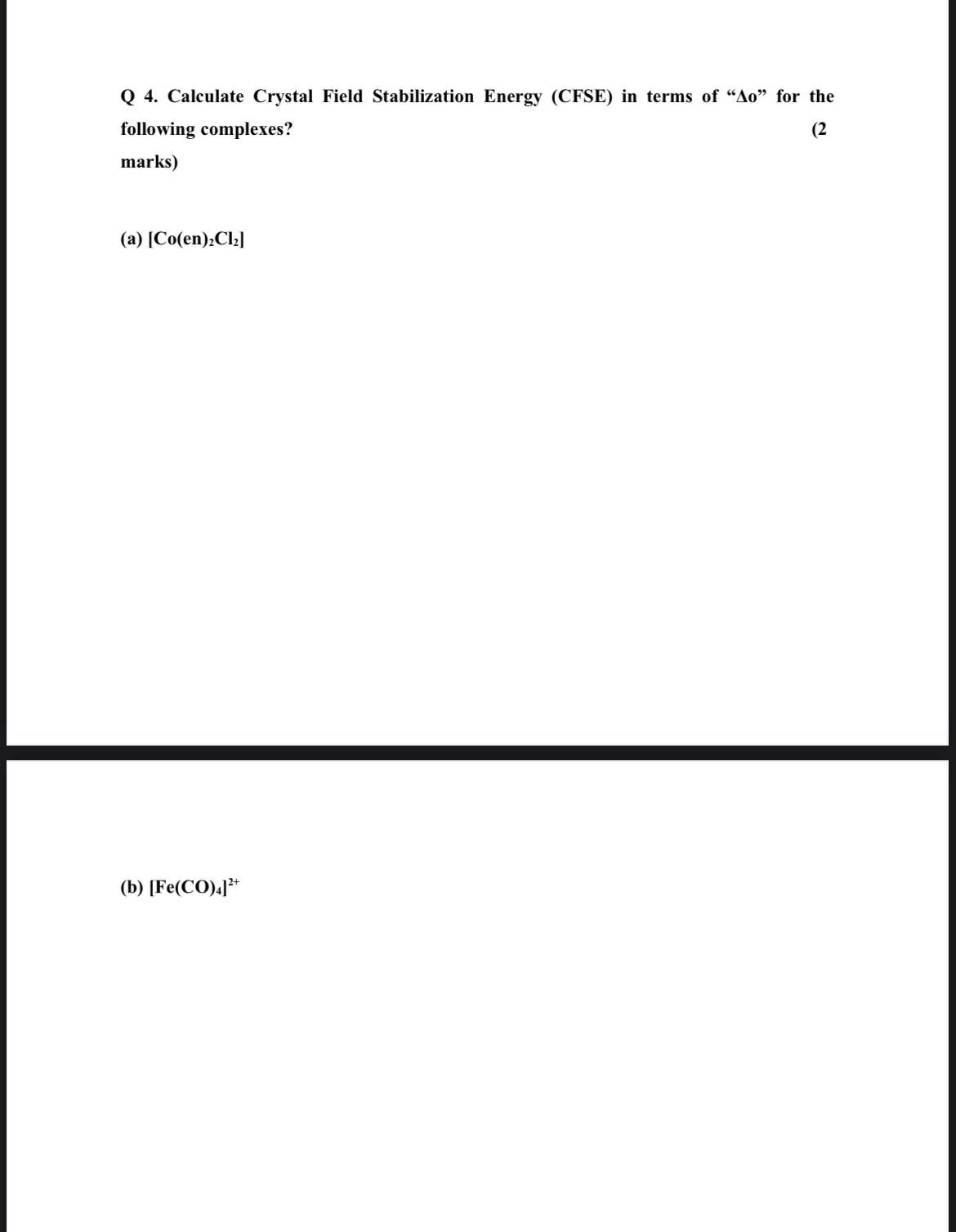 Solved Steps for...Q 4. ﻿Calculate Crystal Field | Chegg.com