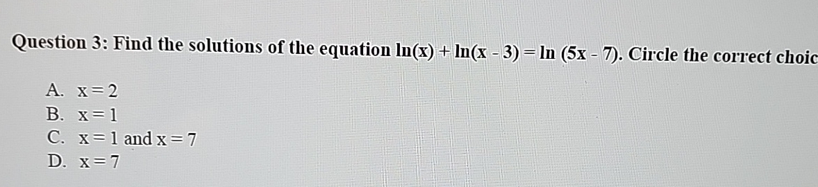 Solved Question 3: Find the solutions of the equation | Chegg.com