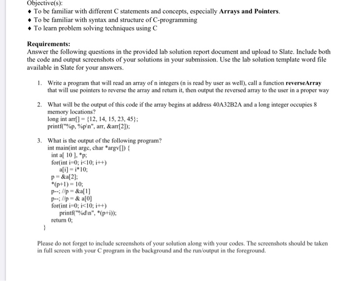Solved Objective(s): • To be familiar with different | Chegg.com