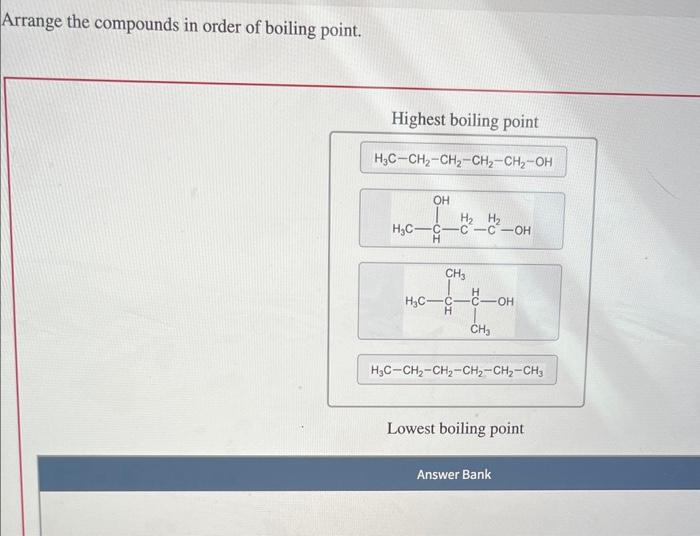Solved Arrange the compounds in order of boiling point. | Chegg.com