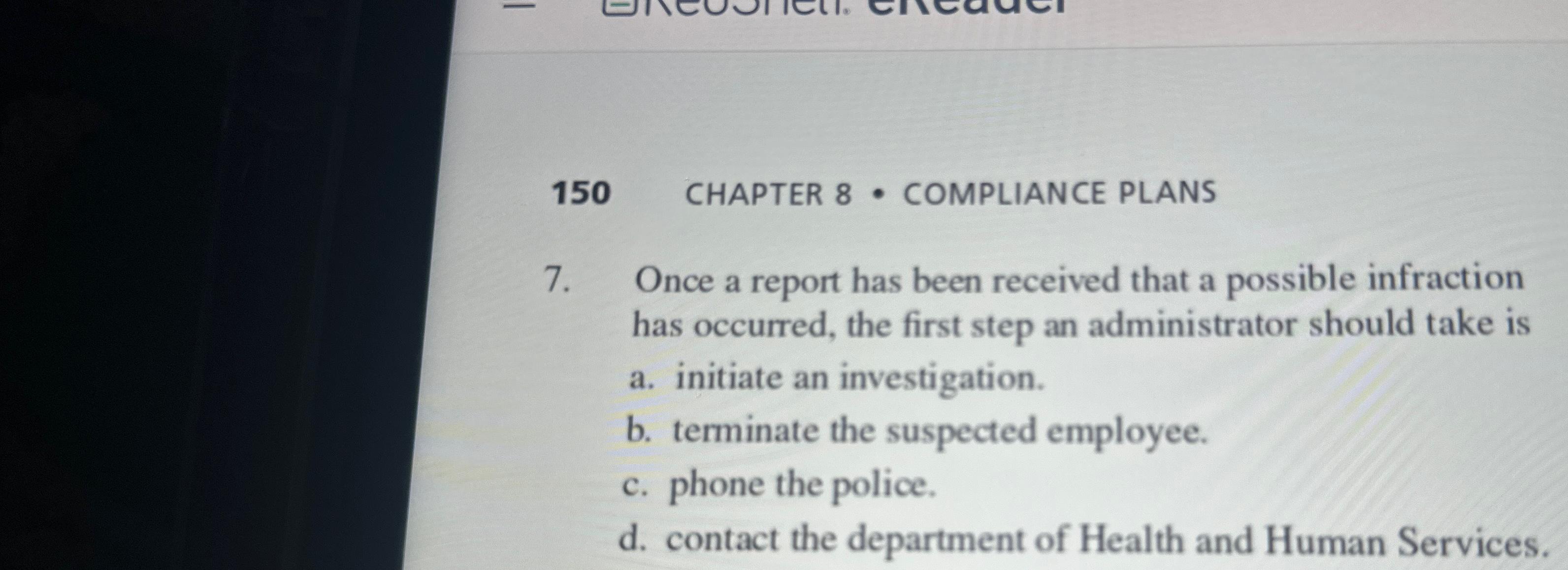 Solved 150CHAPTER 8 - ﻿COMPLIANCE PLANS7. ﻿Once a report has | Chegg.com