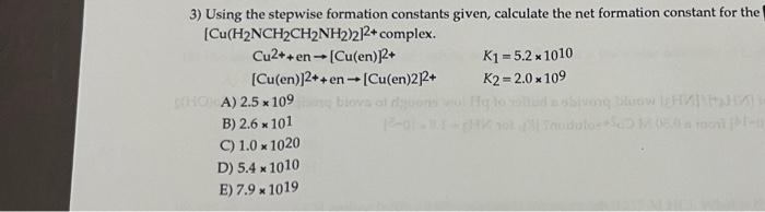 Solved 3) Using the stepwise formation constants given, | Chegg.com
