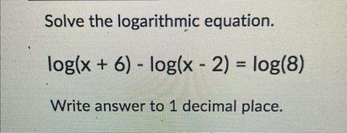 Solved Solve the logarithmic equation. | Chegg.com